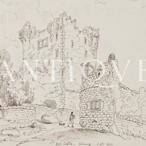 Ross Castle in Killarney, Co. Kerry, Ireland | Irish Vintage Sketch ...