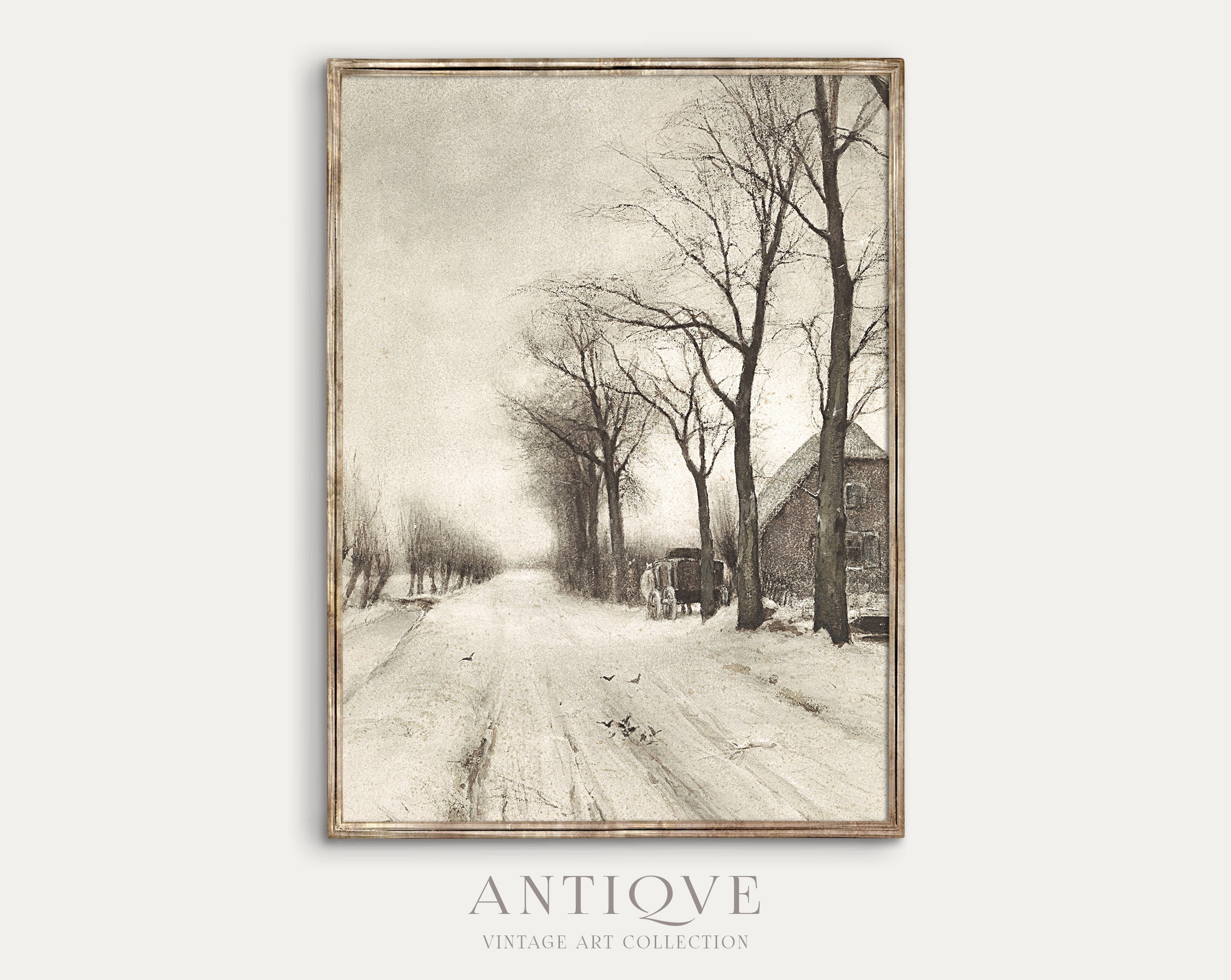 Vintage Winter Landscape Print Set | Artwork Gallery Wall | Printable ...