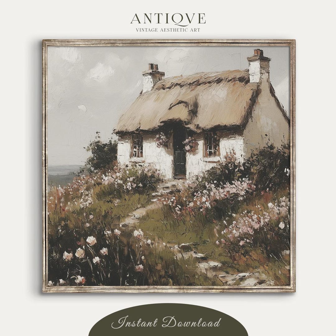 Square Irish Thatched Cottage Printable Art | St. Patrick’s Printable ...