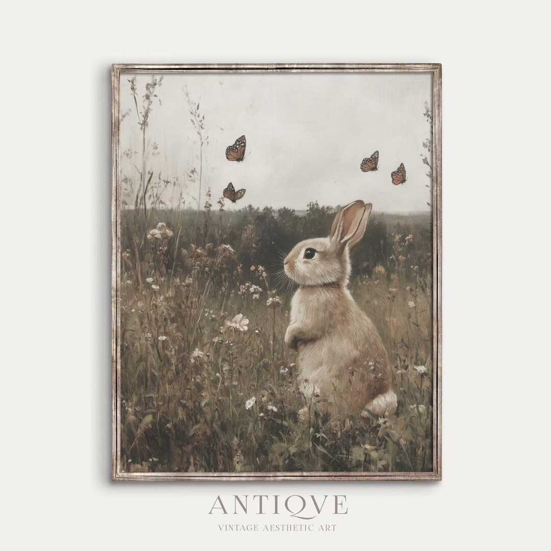 Cute Bunny With Butterflies | Wall Art | Easter Printable | Rabbit ...