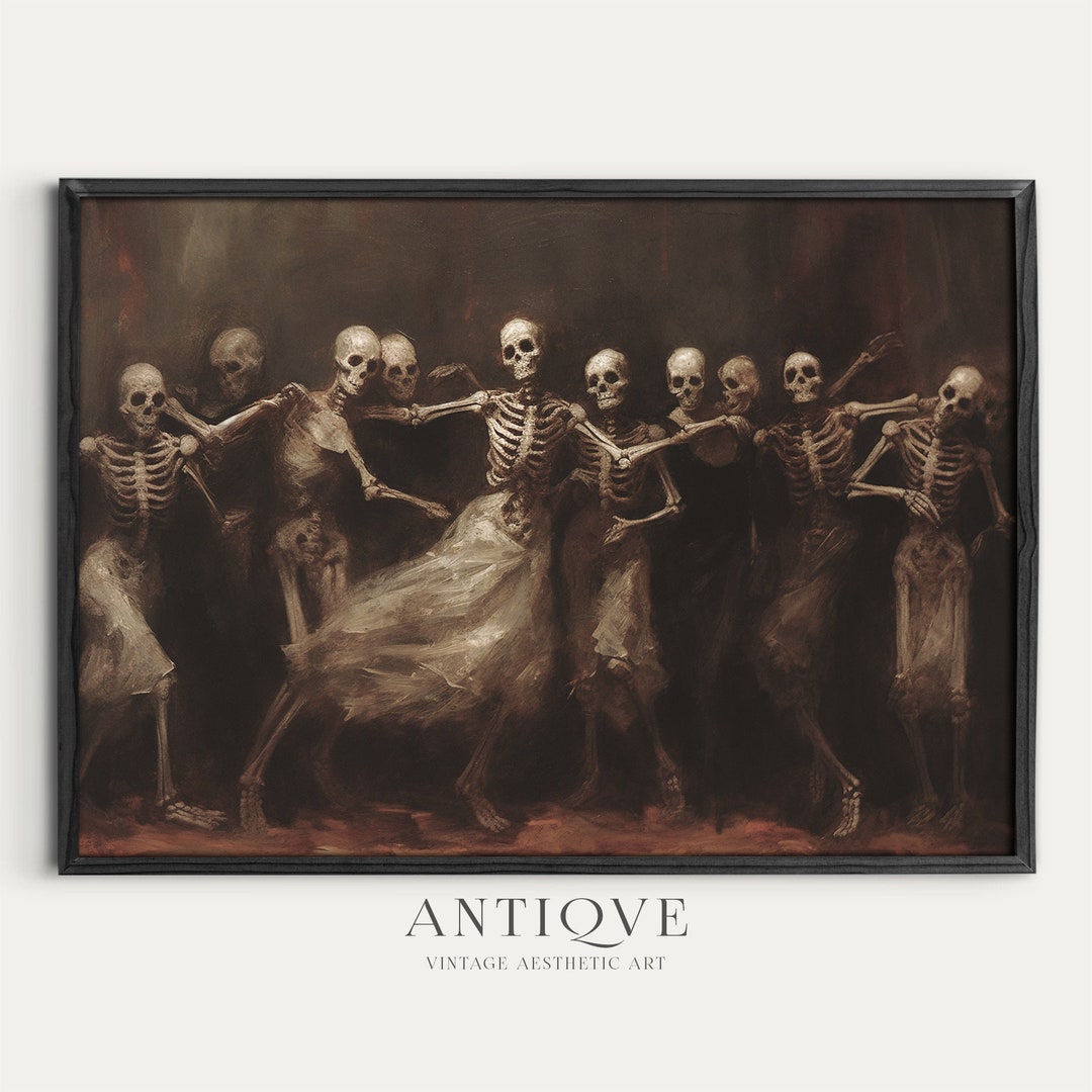 Painting of Skeletons Partying | Dance of the Dead | Halloween ...