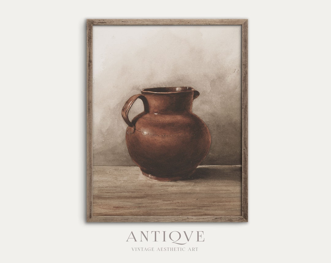 Vintage Rustic Jug | Still Life Oil Painting | Farmhouse Kitchen Decor ...