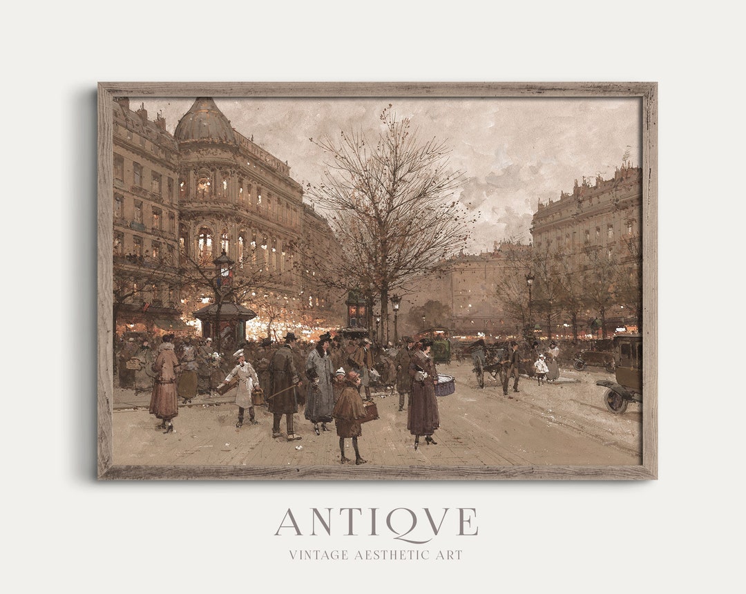 French Fall Painting | Autumn City Art | Vintage Printable Art | Wall ...