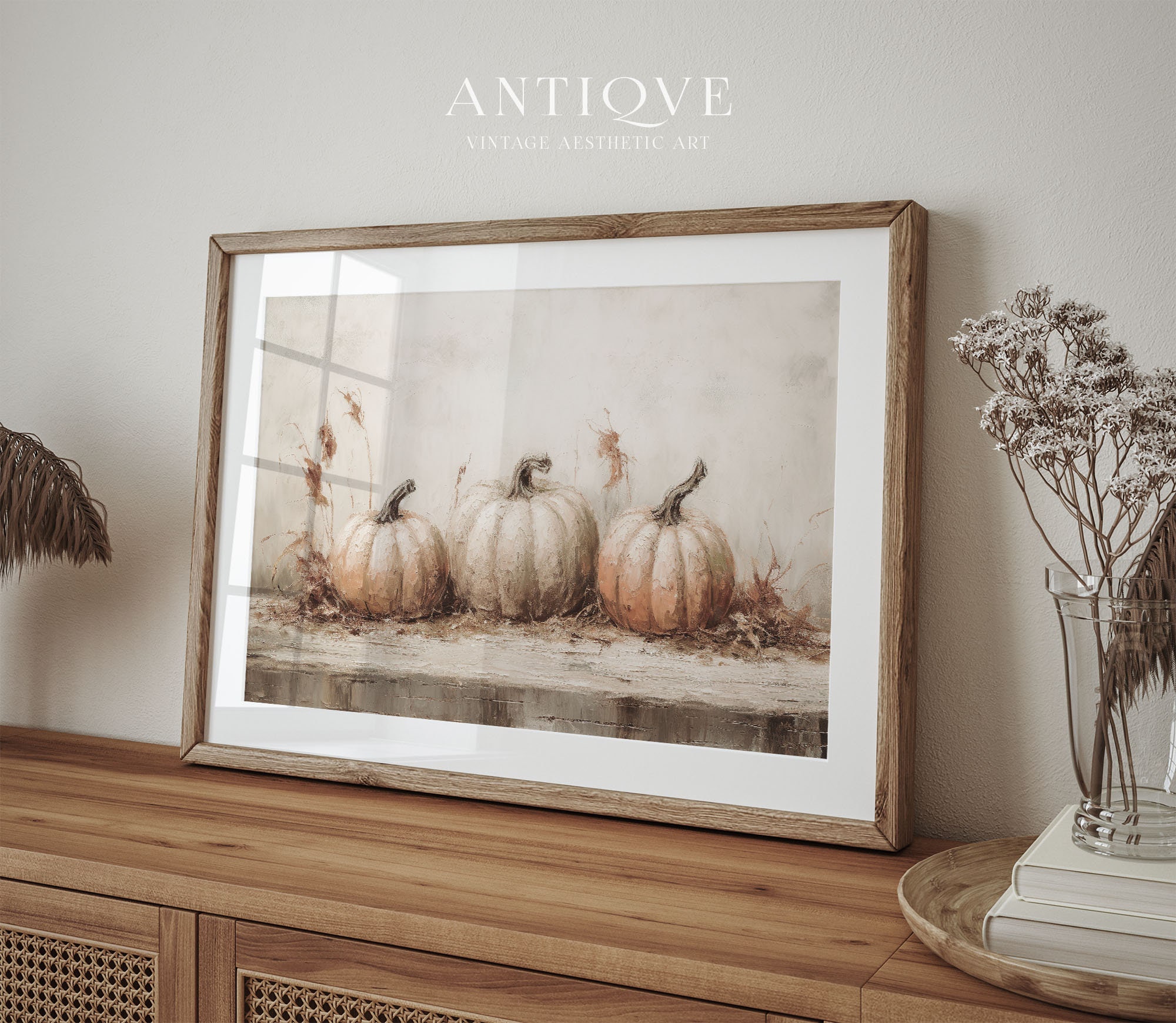 Rustic Pumpkin Printable | Light Fall Painting | Farmhouse Art | Autumn ...