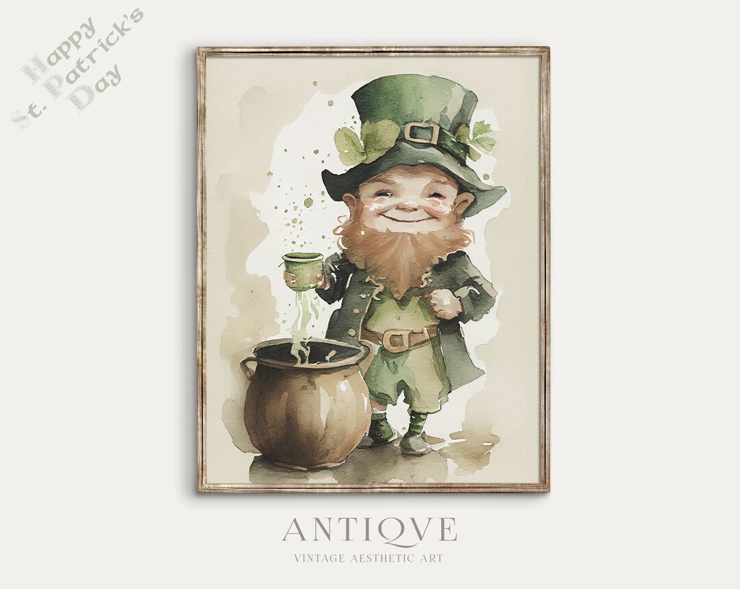 Irish Leprechaun Watercolor Painting | Pot of Gold | St. Patrick's Day ...