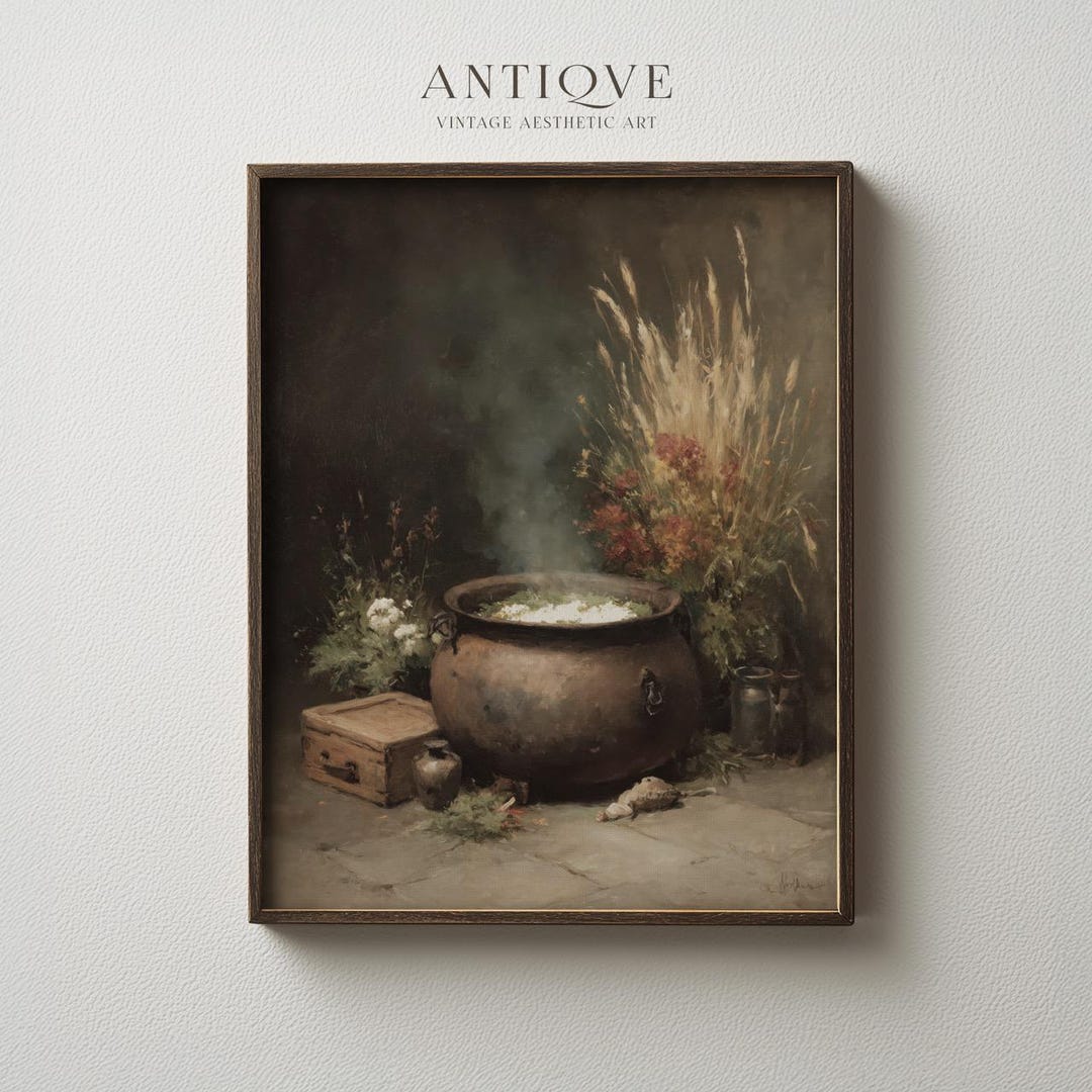 Cauldron Wall Art | Rustic Witchcore Still Life | Neutral Halloween ...