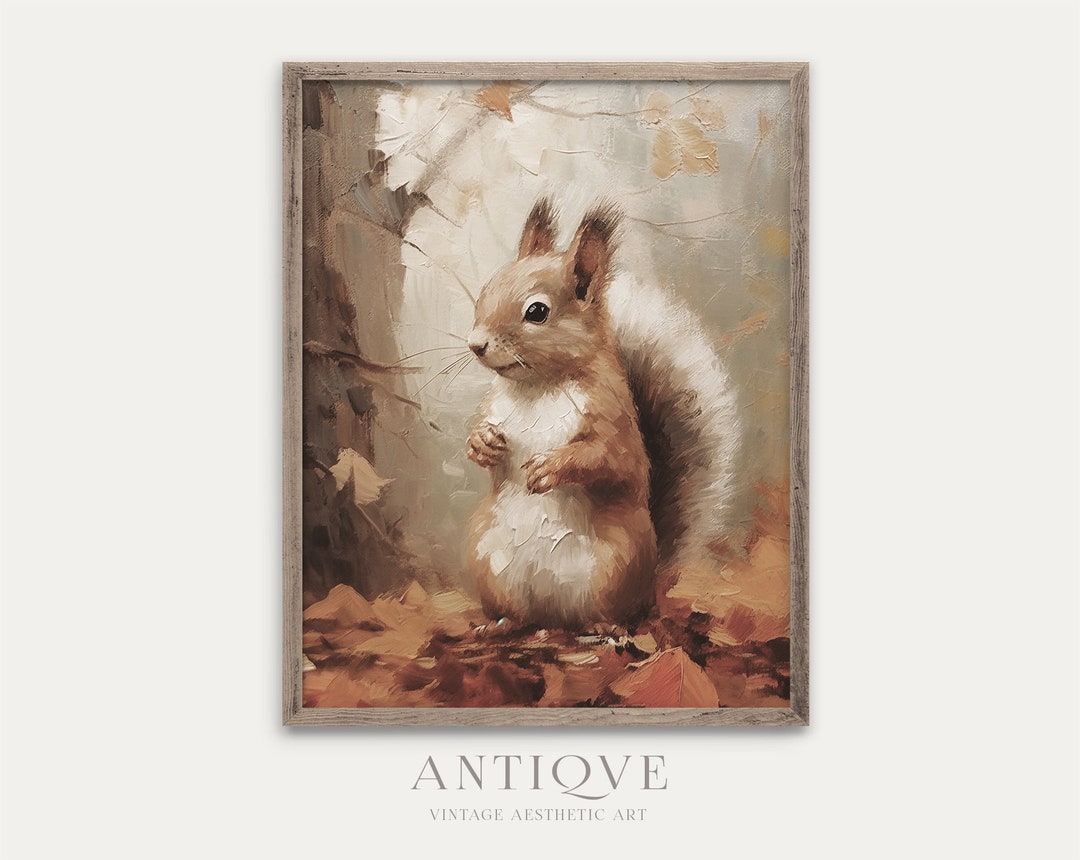 Cute Squirrel Autumn Painting | Fall Animal Painting | Rustic Autumn ...