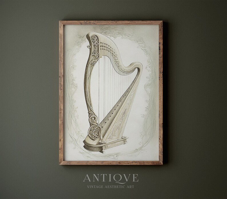 Celtic Harp Simple Sketch Print Irish Harp Printable - Etsy