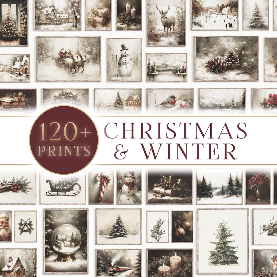 Christmas Mega Bundle Prints | 120+ Prints | Vintage Holiday Decor ...