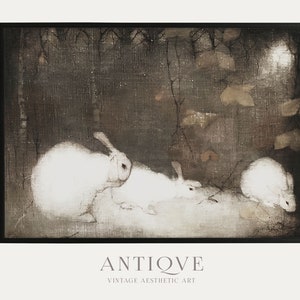 Dark Moody White Bunnies Painting | Dark Atmospheric Art | Dark ...