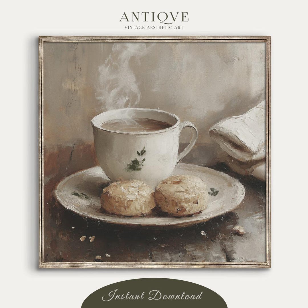 Square Irish Tea & Scones Printable Art | Vintage Kitchen Decor | Cozy ...