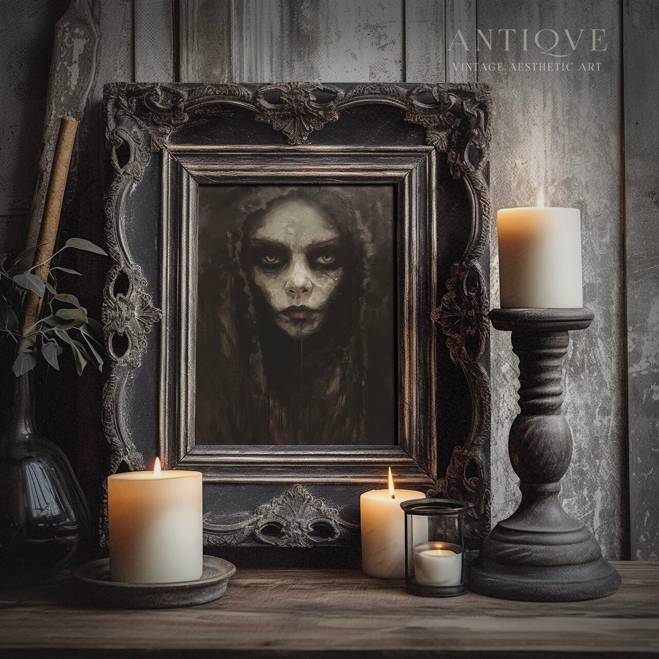 Dark Portrait Girl | Bright Amber Eyes | Goth Printable | Dark Gothic ...