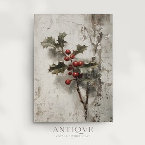 Holly Branch Print | Holly Leaves and Berries | Christmas Farmhouse ...