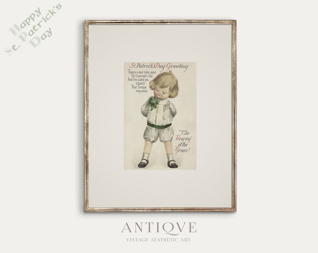 Antique St. Patrick's Day Print | Irish Little Boy Sketch With Poem ...