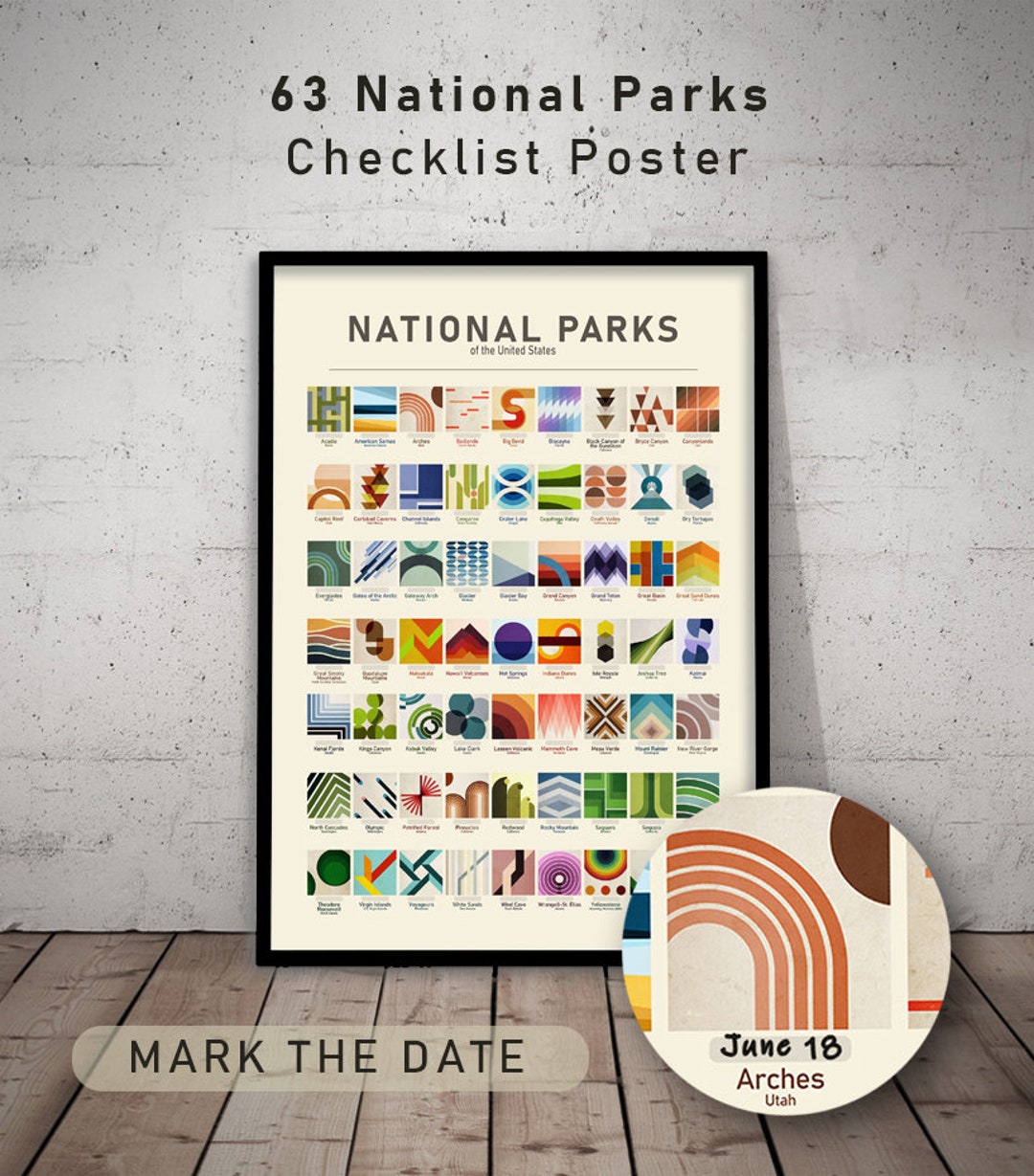 US National Park Checklist Poster - National Parks Tracker - National ...
