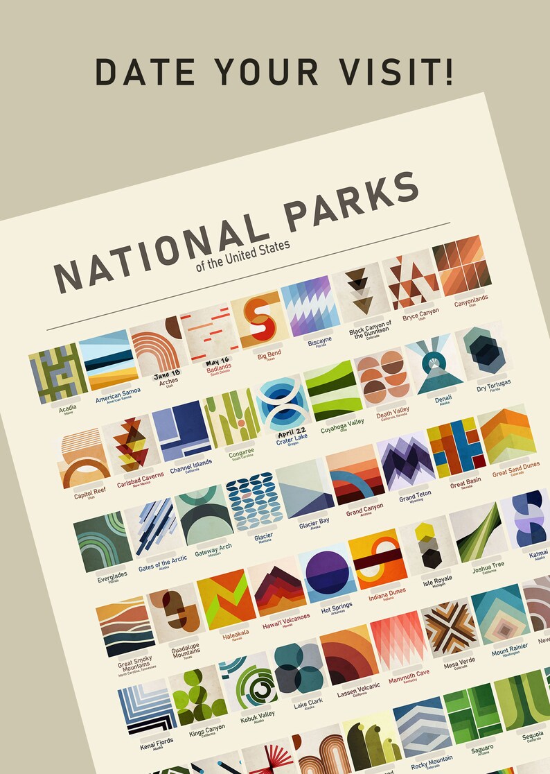 US National Park Checklist Poster National Parks Tracker National Park ...