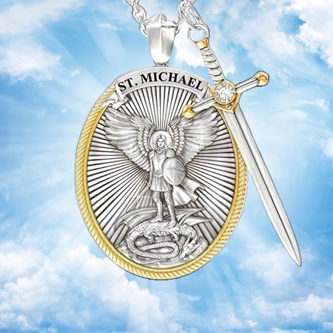 Archangel Michael Pendant Protection Necklace - Etsy