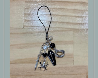 Halloween Phone Charm. Gothic. Horror. Black and White With Blood Red ...