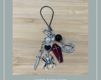 Halloween Phone Charm. Gothic. Horror. Black and White With Blood Red ...