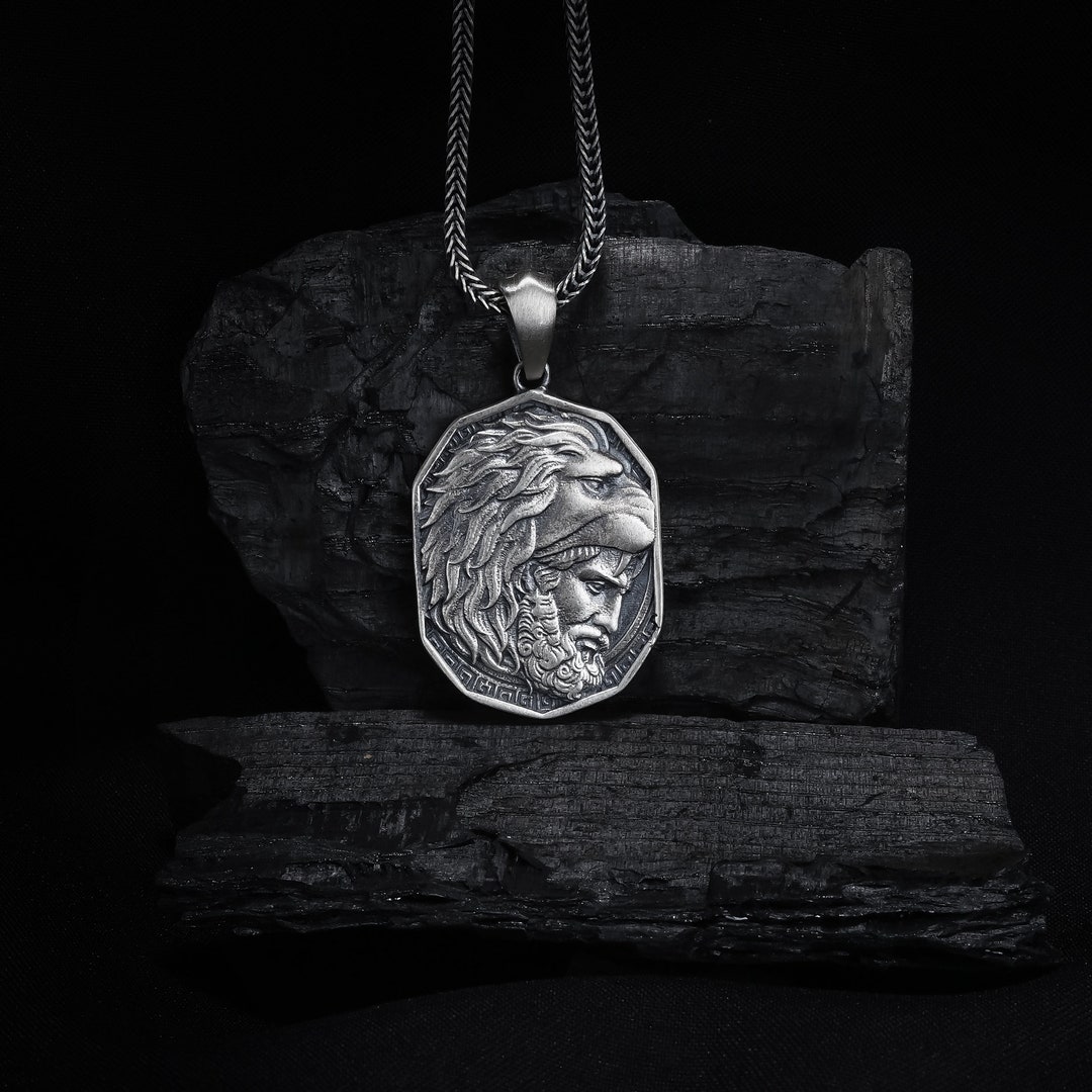 Silver Hercules Necklace, Nemean Lion Pendant, Ancient Greek Necklace ...