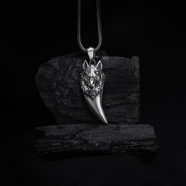 Wolf Necklace for Men Tooth - Etsy