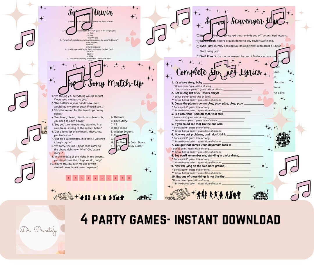 Scavenger Hunt Music Birthday Party Games Music Download Game Trivia ...