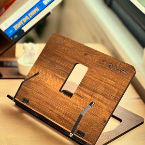 Customizable Wooden Book Stand & Cookbook Holder - Portable, Foldable ...