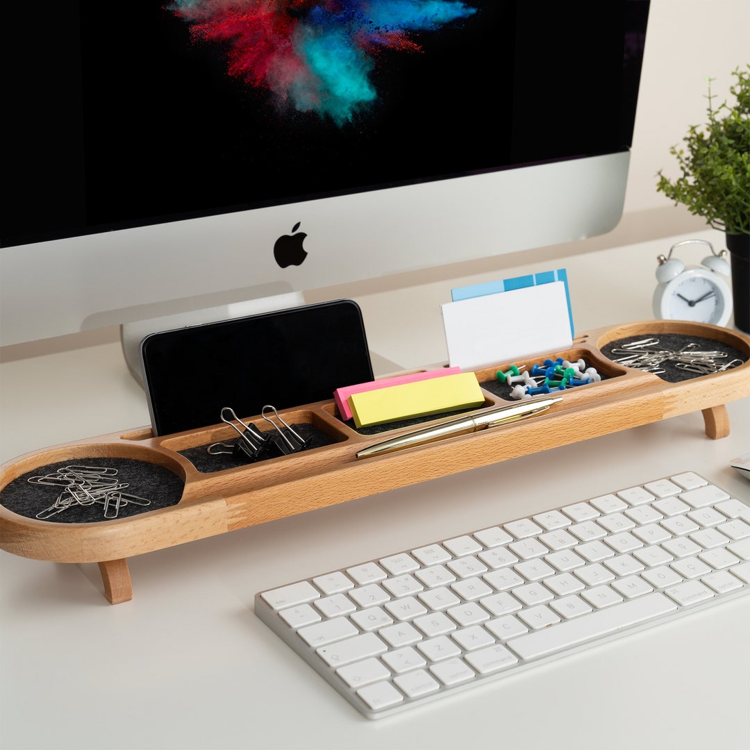 Office Desk Setup, Wood Desk Organizer, Table Accessories, Docking ...
