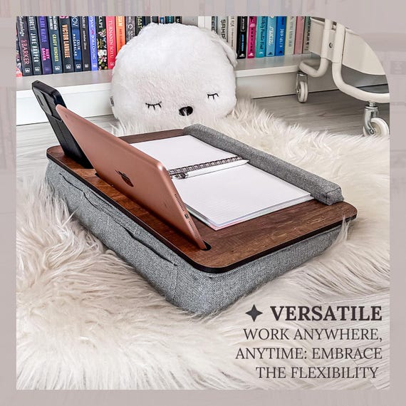 Lap Desk Laptop Tray Portable Lap Desk With Pillow Cushion Fits up to 15.6 Inch Laptop Tablet and Phone Holder Home Office Bed Desk Etsy