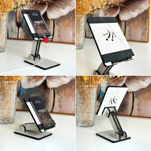 Height and Angle Adjustable Wooden Phone and Tablet Stand Walnut or ...