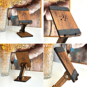 Height and Angle Adjustable Wooden Phone and Tablet Stand Walnut or ...