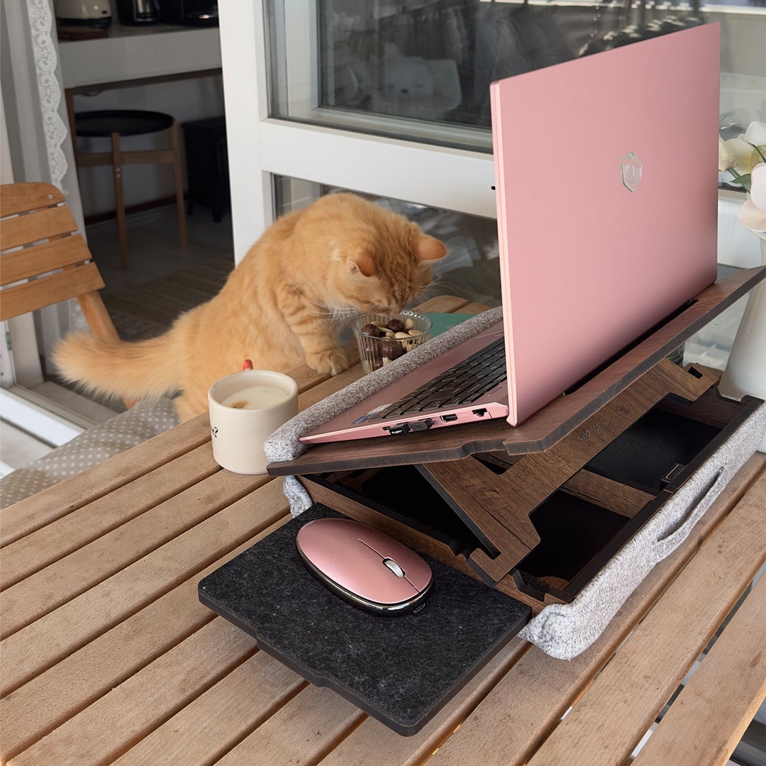 Laptop Lap Desk With Mouse Pad Drawer, Height Adjustable Design, Soft ...