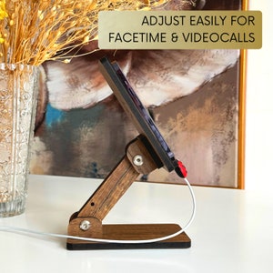 Height and Angle Adjustable Wooden Phone and Tablet Stand Walnut or ...