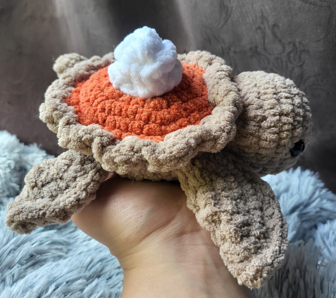 Crochet Pumpkin Pie Turtle Plushie - Etsy