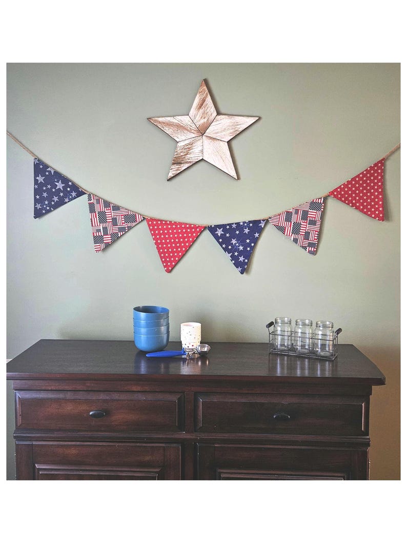 Farmhouse Style Fourth of July Triangle Fabric Banner - Etsy