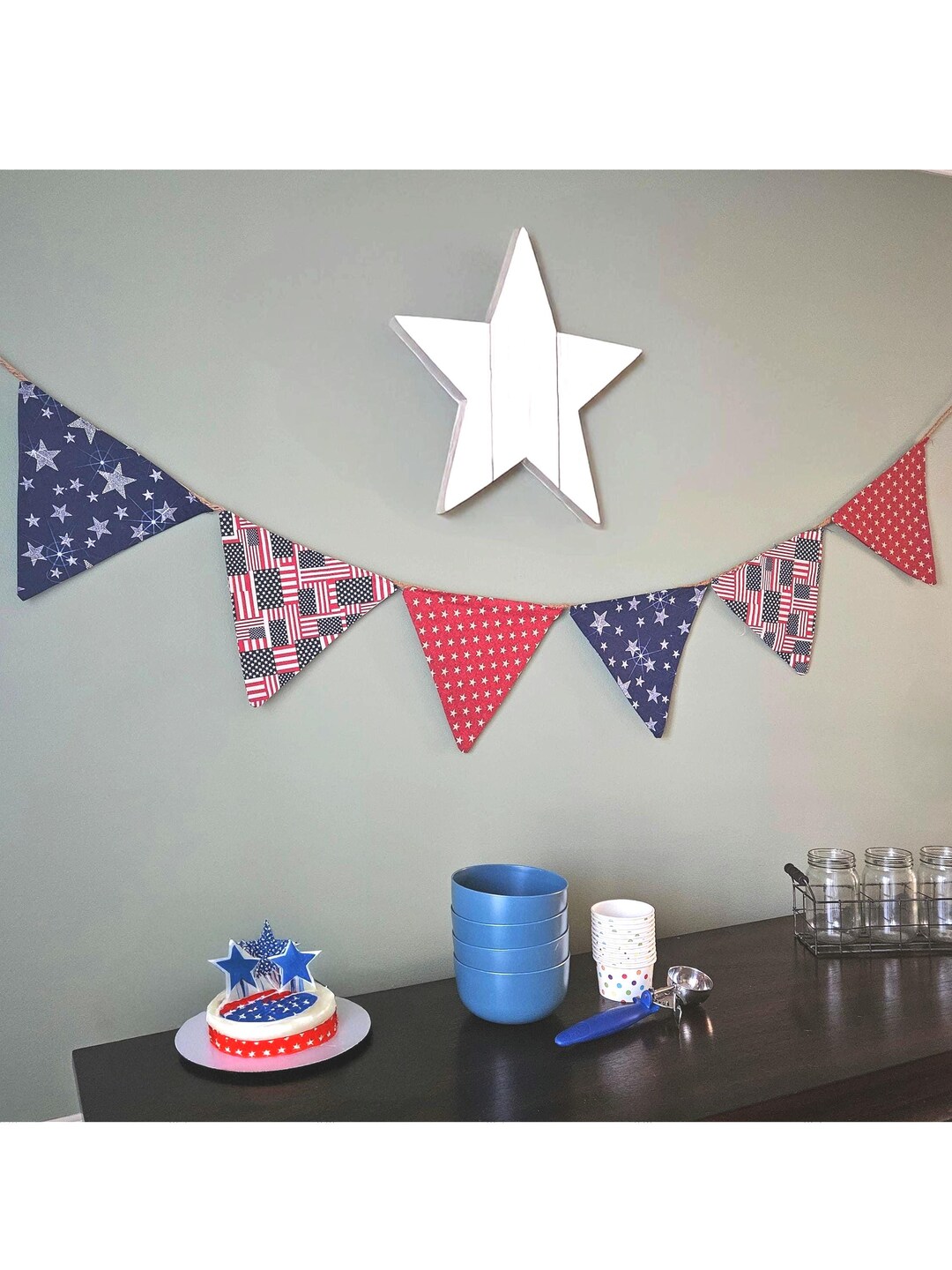 Farmhouse Style Fourth of July Triangle Fabric Banner - Etsy