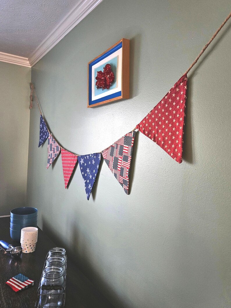 Farmhouse Style Fourth of July Triangle Fabric Banner - Etsy