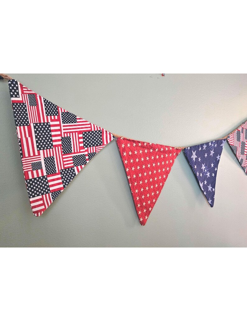 Farmhouse Style Fourth of July Triangle Fabric Banner - Etsy