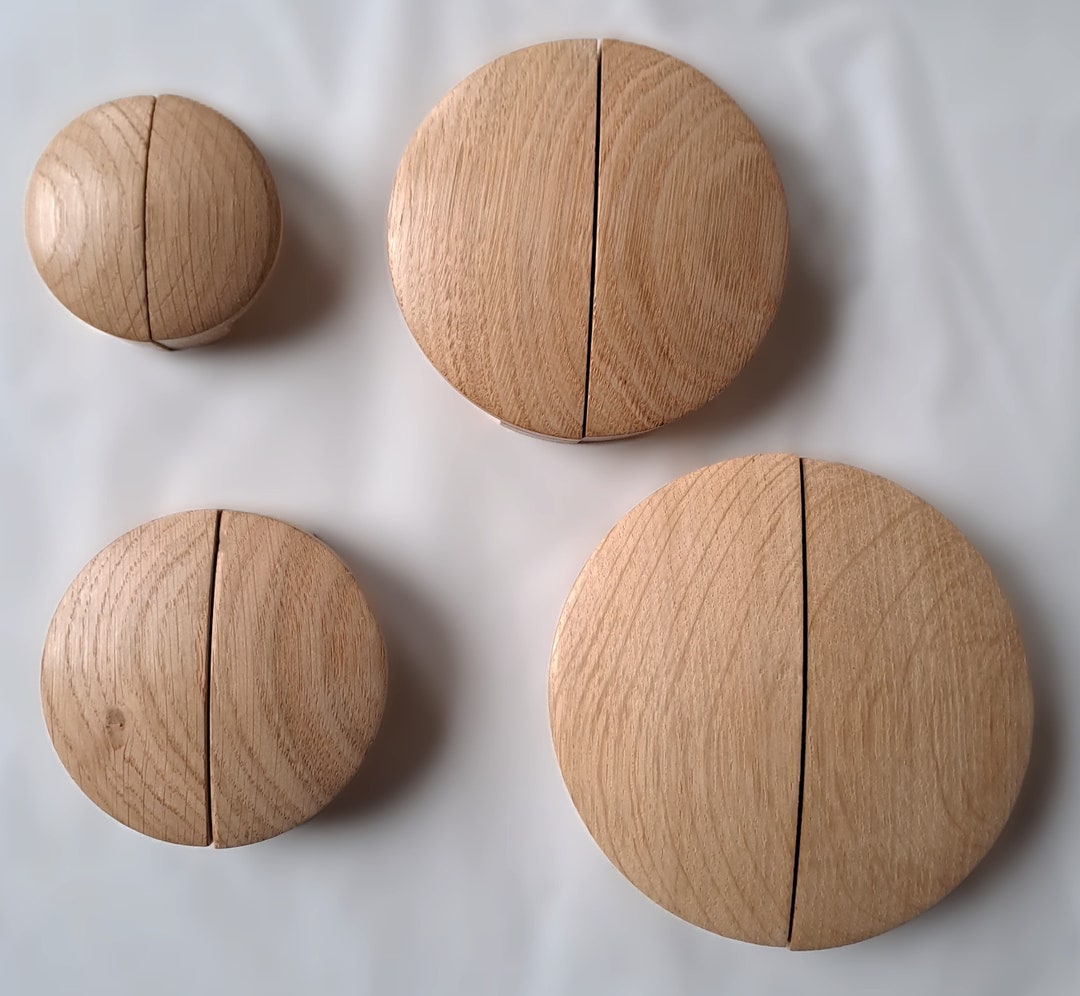 Rounded Half-moon Handle in Solid Oak Furniture Knob massive Oak ...