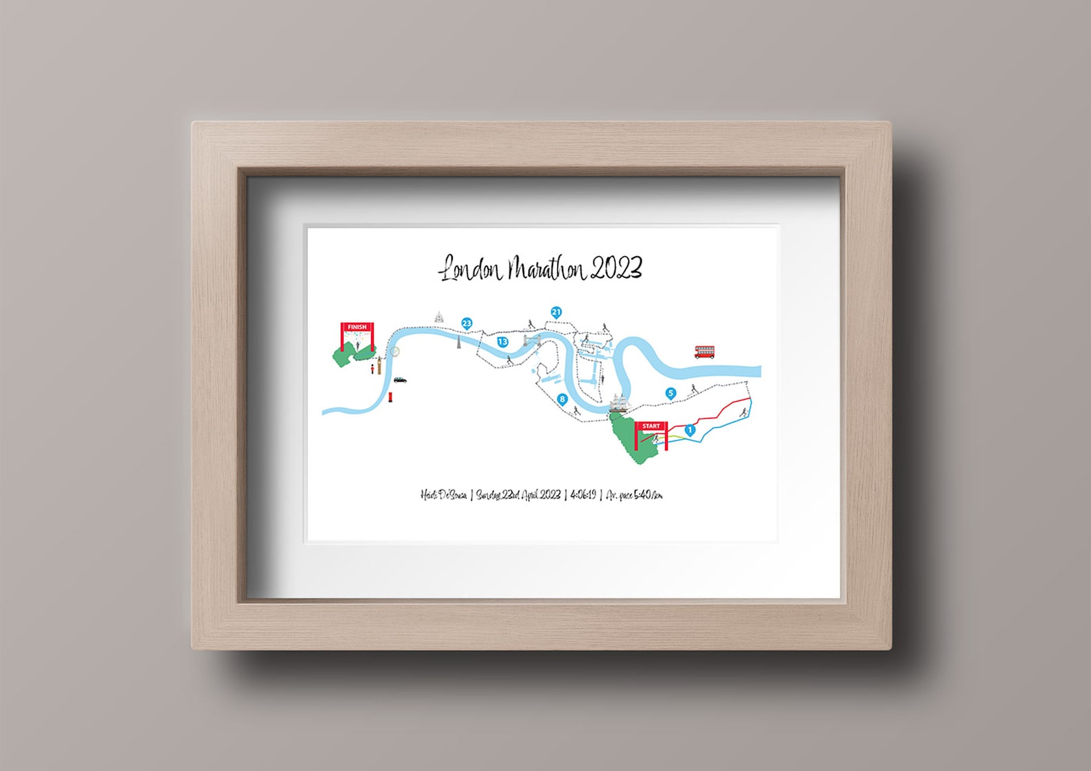 Personalised London Marathon Route Map Print Memorabilia - Etsy UK