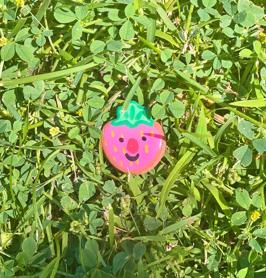 Strawberry Clay Pin | Aesthetic | Cute Kawaii | UV Resin Sealed ...