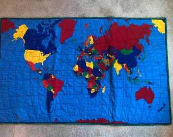 Kids Quilt With US Map and World Map on Reverse - Etsy