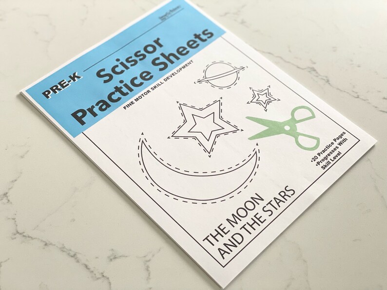 Scissor Practice Sheets MOON AND STARS - Etsy