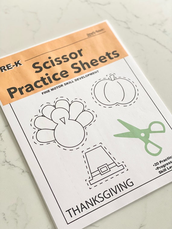 Scissor Practice Sheets THANKSGIVING | Etsy