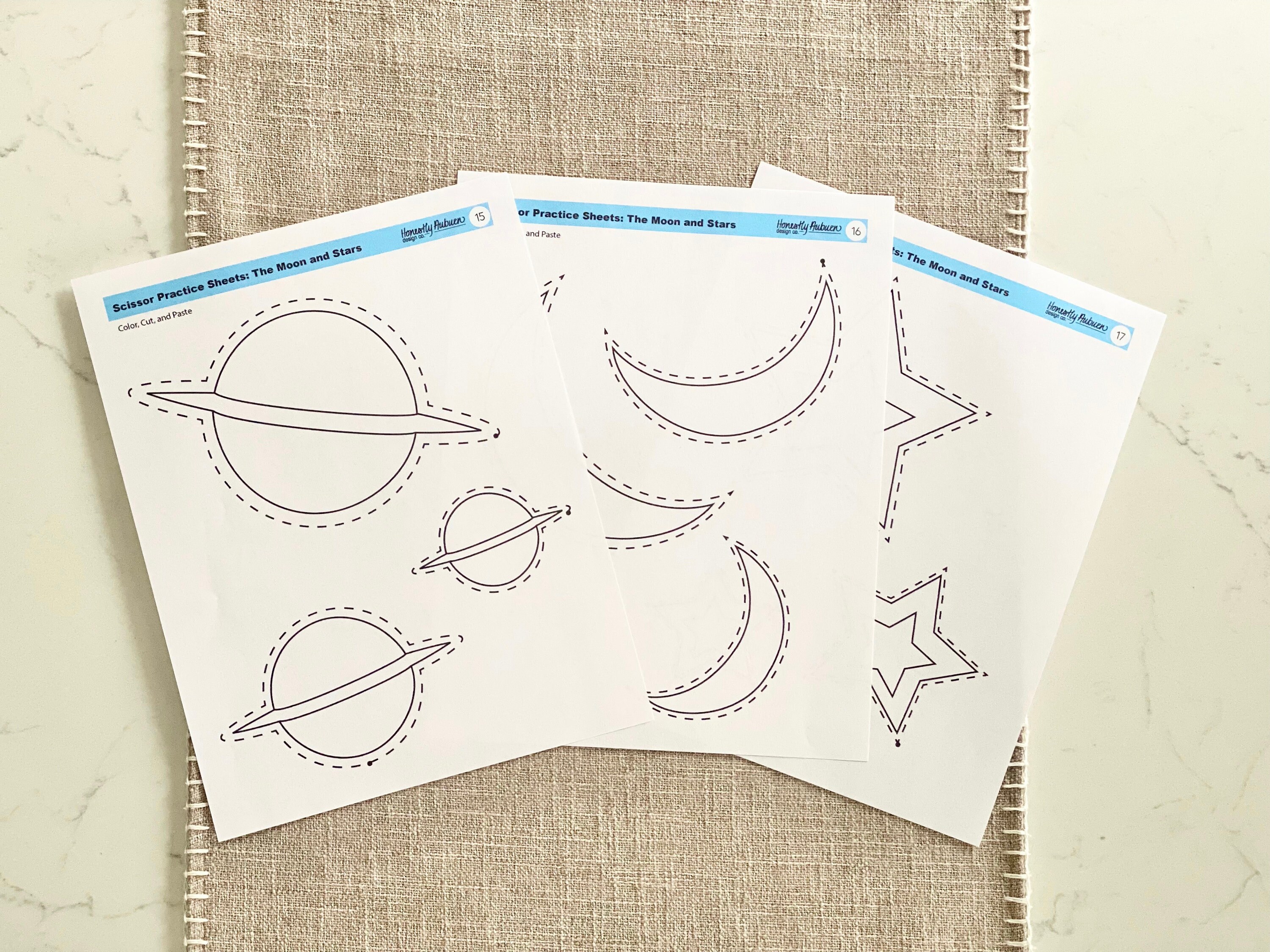 Scissor Practice Sheets MOON AND STARS - Etsy