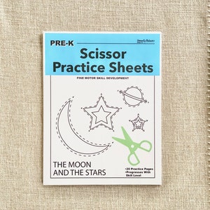 Scissor Practice Sheets MOON AND STARS - Etsy
