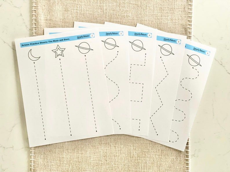 Scissor Practice Sheets MOON AND STARS - Etsy