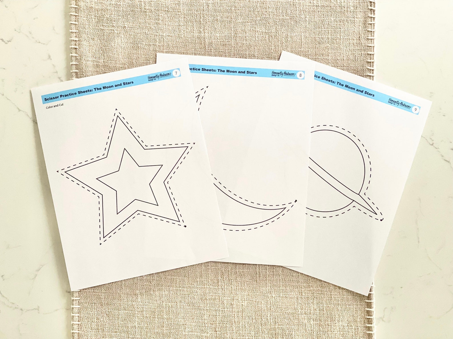 Scissor Practice Sheets MOON AND STARS - Etsy