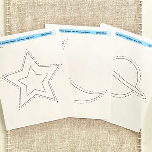 Scissor Practice Sheets MOON AND STARS - Etsy
