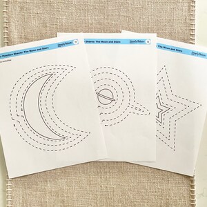 Scissor Practice Sheets MOON AND STARS - Etsy